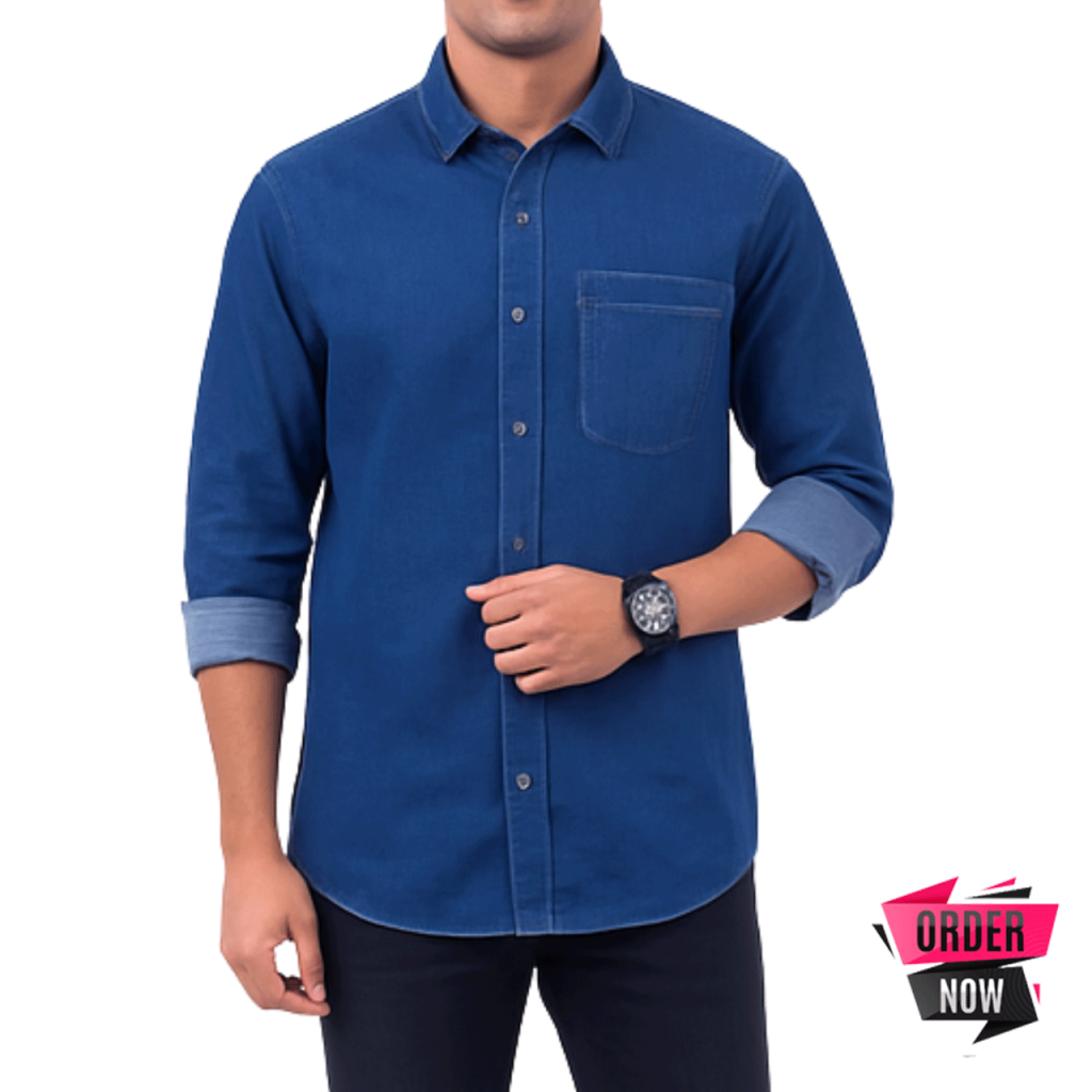 1 Pcs Denim Full Sleeve Single Poket- Navy – SlimFit BD